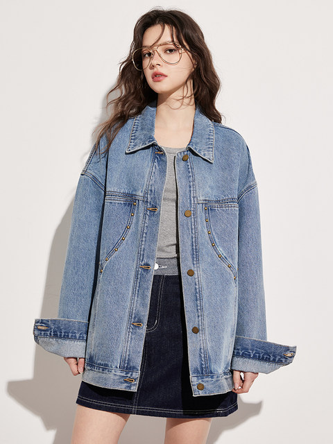 Basic House/Baijiahao Denning Loose Denim Jacket Women's 2025 Spring ...