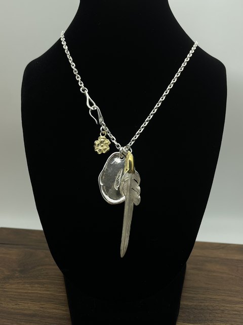 Sihan Silver Workshop LARRYSMITH Shawn Yue's same style 925 sterling silver wind-cut feather ...