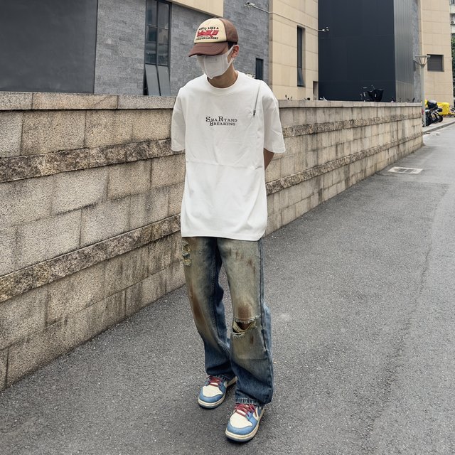 scs wants to write about American high street yellow mud-dyed ripped ...