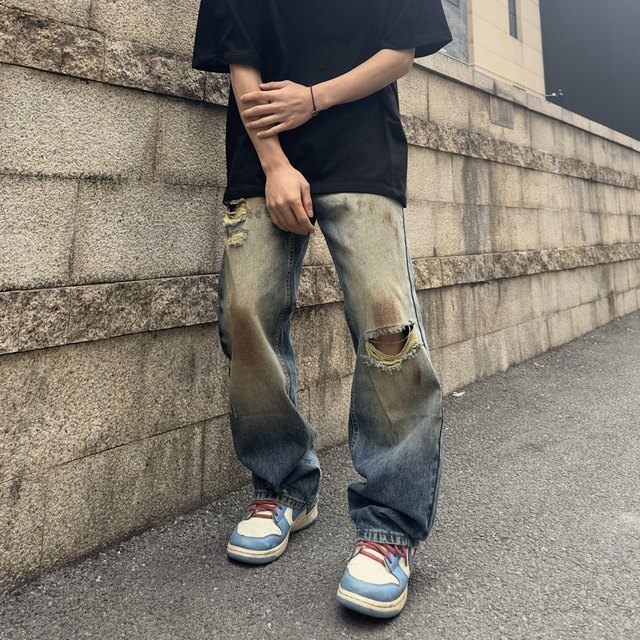 scs wants to write about American high street yellow mud-dyed ripped ...