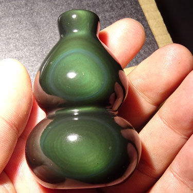 Natural obsidian gourd ornaments handle rainbow eye blue purple green 8 ...