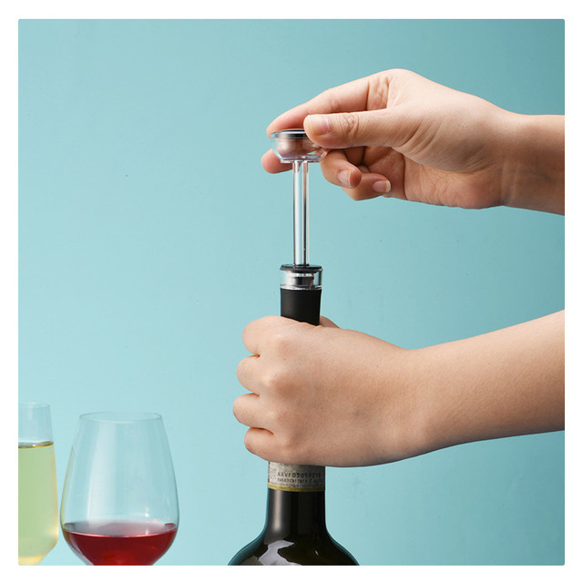 Red wine bottle plug food -grade silicone pumping type vacuum -keeping ...