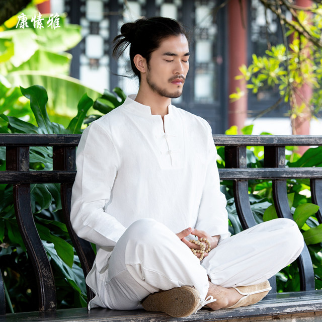 Kang Suya Yoga Clothing Set Men's Cotton and Linseed Spring and Summer ...