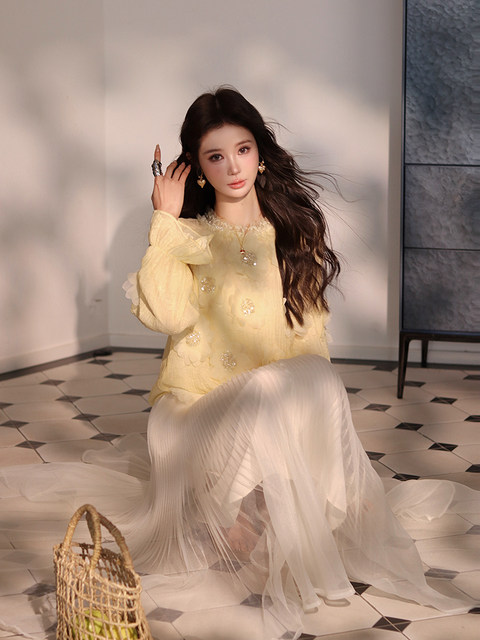 Light Yellow High-End Shirt for Women, 25 New Styles, French Design ...