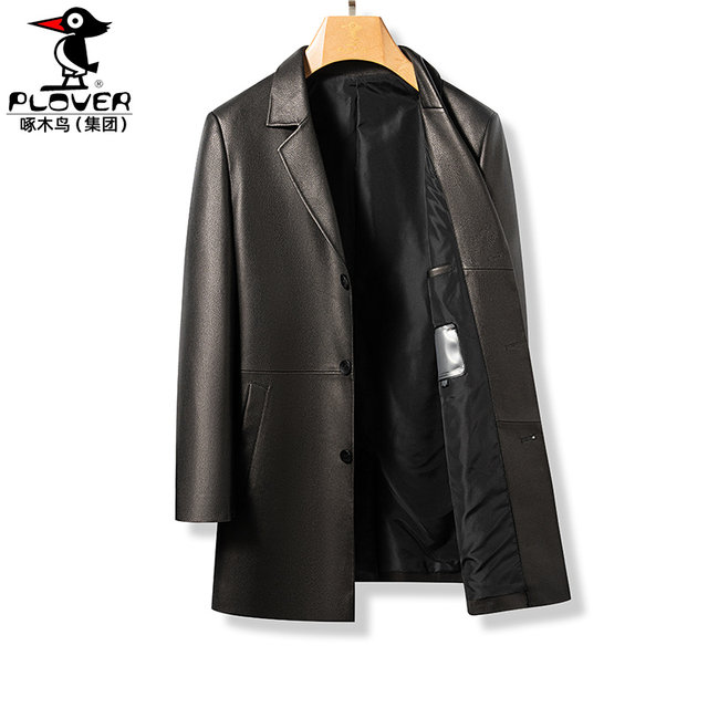 Haining leather jacket for men genuine leather jacket mid-length suit ...