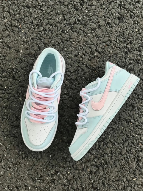 Customized Sneakers Nike Dunk Low Morning Dew Peach Blue Pink Age ...