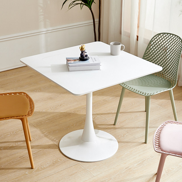 Simple and modern household white square dining table Small apartment ...