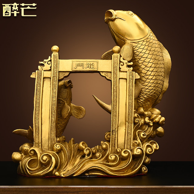 Decorative copper fish swing brass carp leap Longmen home living room ...