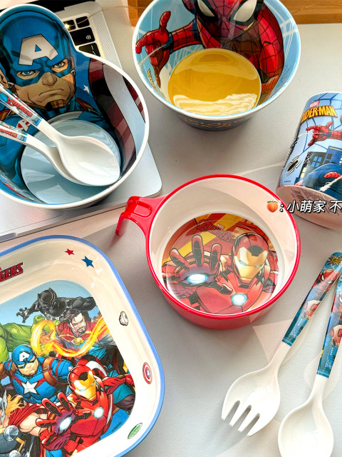 Disney's authentic Marvel Spider-Man Rice Bowl Iron Man Spoon Cup ...
