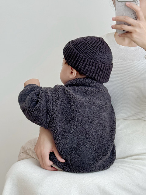 Boys in autumn and winter lamb velvete jacket baby pure color light ...