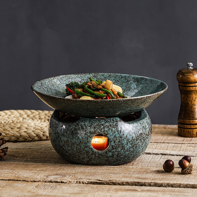 Ceramic insulation vegetable dish commercial open furnace suit candle heating steamed fish disk ...