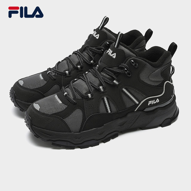FILA Fei Le baby's breath plus velvet dad shoes women's shoes mid-top ...