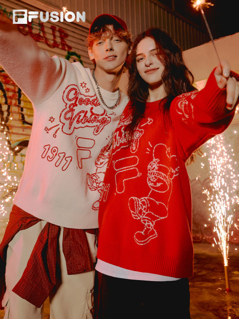 FILA FUSION Fila trendy brand New Year's couple knitted sweater 2025 ...