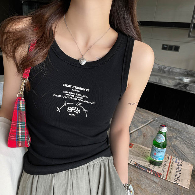 American sweet and hot girl worker vest ribbon female inside wearing ...