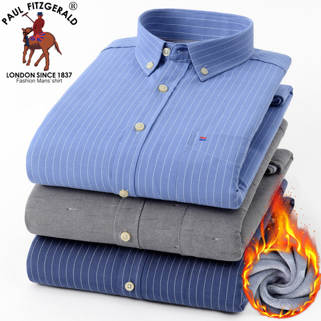 Paul warm shirt men plus velvet thickened winter long -sleeved shirt ...