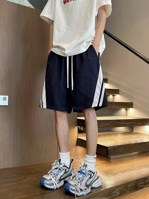Fat Brother Hong Kong Style Striped Shorts Men's 2025 Summer New ...