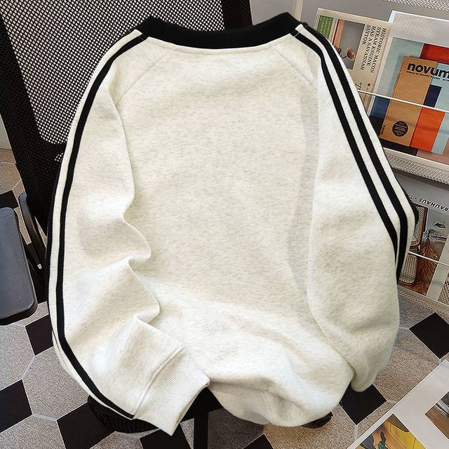 Fun cat printed three bar round neck sweater 2024 autumn and winter ...