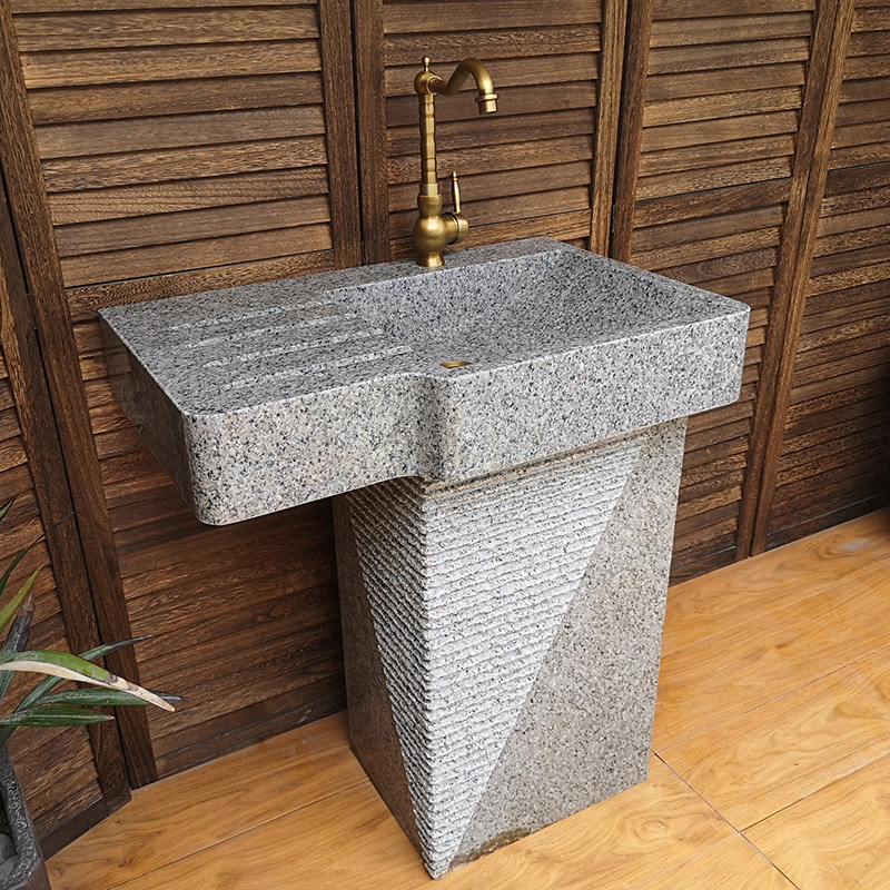 Lavabo de columna de piedra para uso en exteriores y patios