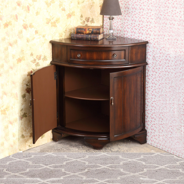 Walnut triangular cabinet wall corner cabinet European and American ...