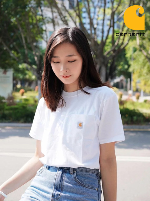 Genuine carhartt Kaha Stegle Pocket Pocket Cotton K87 Short -sleeved T -shirt Men and Women Tide ...