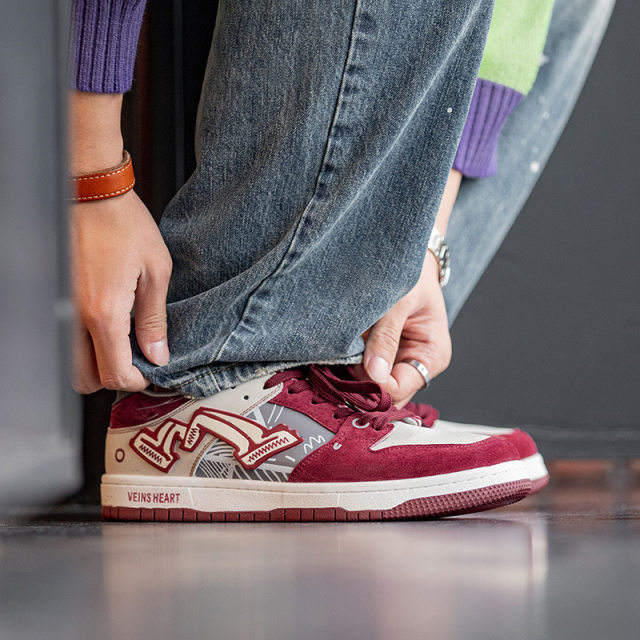 MRA burgundy sneakers men's shoes 2024 summer new niche retro street ...