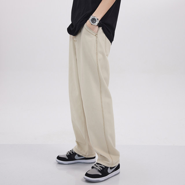 DKstore homemade Japanese cityboy simple bright line long overalls ...