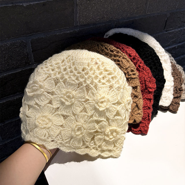 Korean style all-match handmade crocheted hat for women autumn and ...