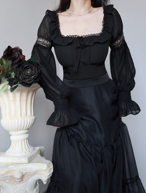 Black Jasmine and Sweet Wine Yatsuo French Retro Lace Two Wearing Long ...