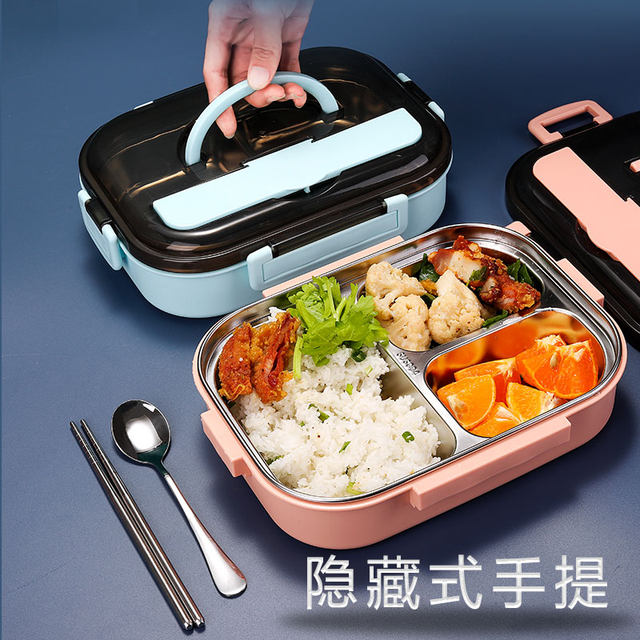 304 stainless steel lunch box student 2 grid large thermal insulation lunch box microwave oven ...
