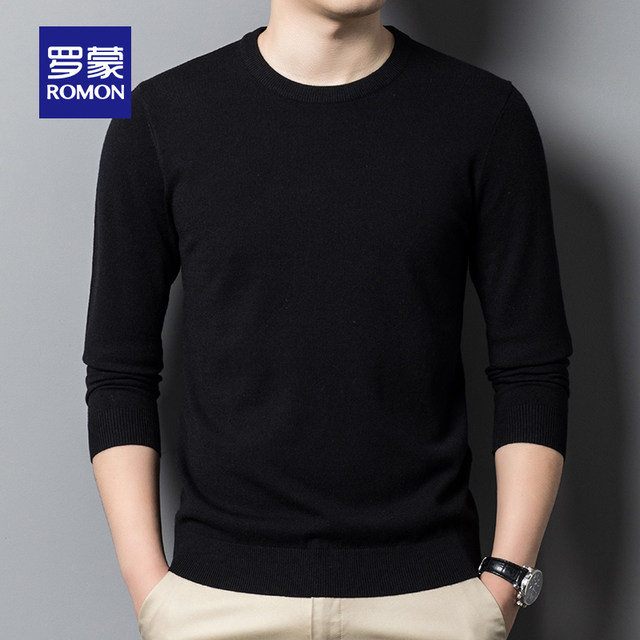 Romon men's casual round neck sweater 2024 autumn versatile warm solid ...