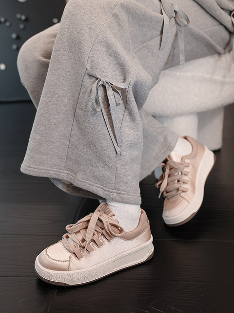 MenTa Rose Niche Thick Sole Satin Panel Shoes Women's 2025 Low Top ...