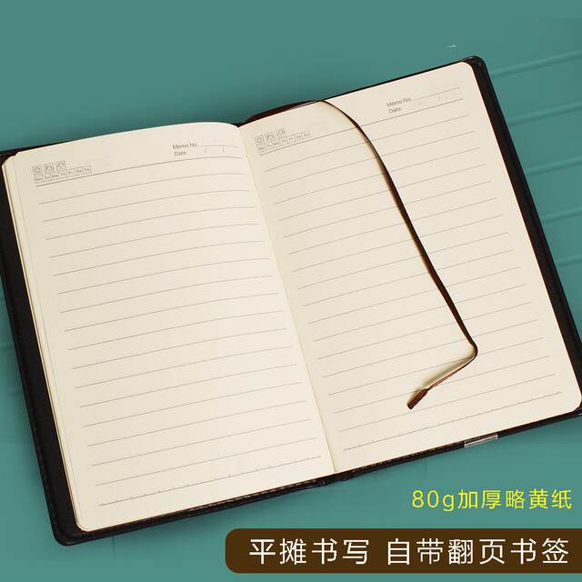 Shenshi thickened notepad black leather notebook B5 bright leather ...