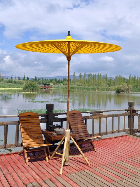 Mid -pillar umbrella water tank Outdoor parasol base Bamboo umbrella ...