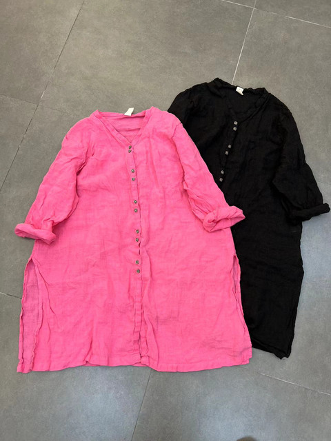 85251 large factory pure linen mid-length shirt for women, large size ...