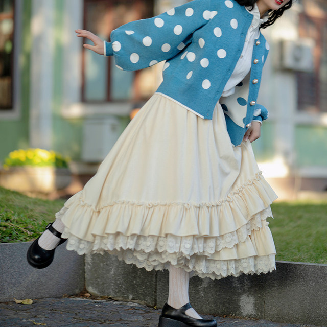 PINKWINK Little Starry Night Original Autumn Velvet Long Skirt ...