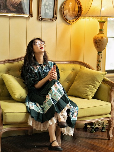 pinkwink Xiaoxingye original spring and summer retro puff sleeve lapel ...