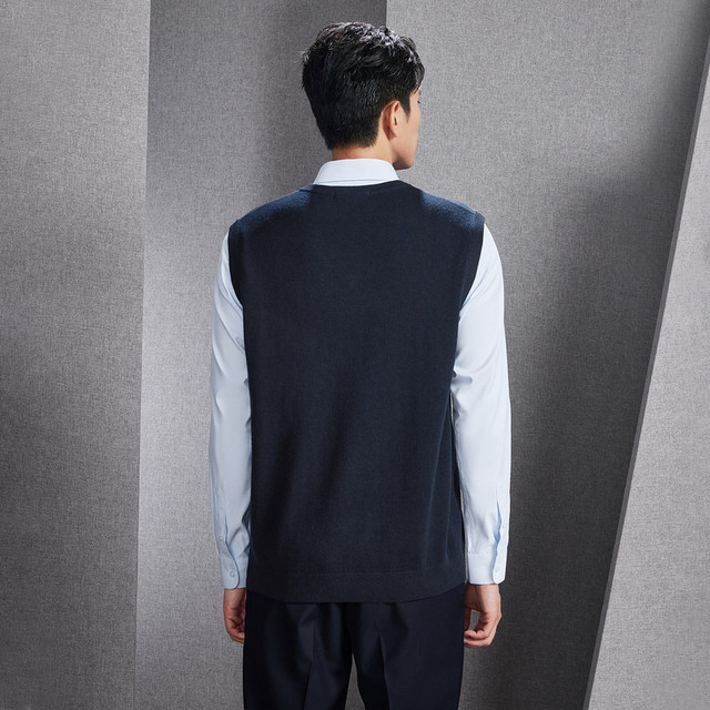 HLA/Heilan Home Light Business Black Knitted Vest 24 Autumn and Winter ...