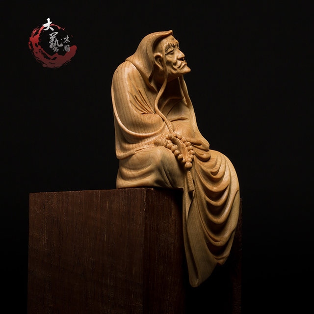 Boxwood carving Chinese style creative living room Zen figure Buddha ...
