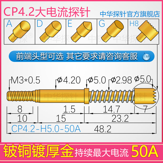 Continuous 50A high current probe CP4.2 series 420*4820H beryllium ...