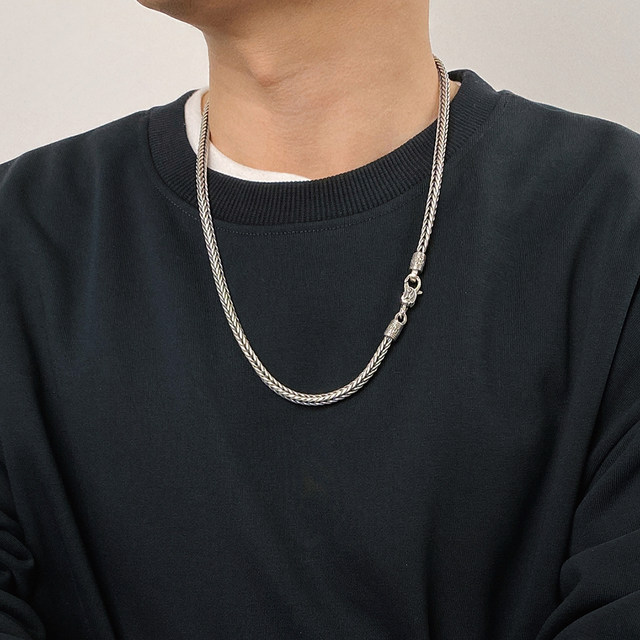Informal 925 sterling silver retro national trend keel chain men's ...