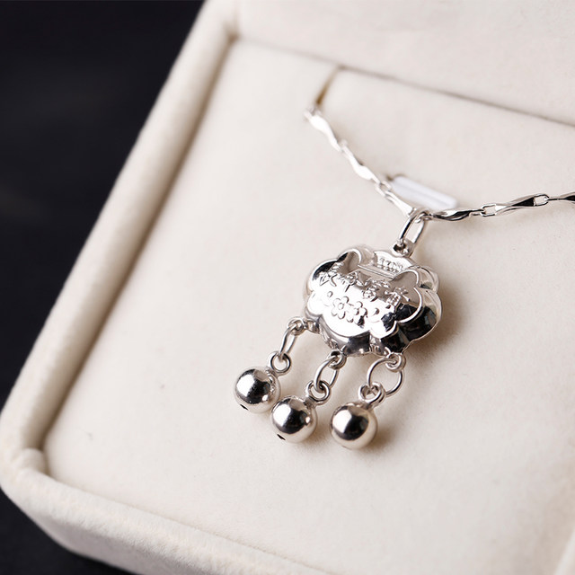 Ping An Lock Necklace Female Pure Silver 999 Little Silver Lock Pendant ...