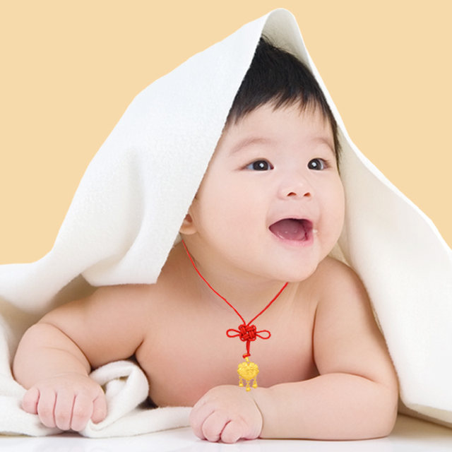 Old temple longevity lock pendant pure gold pendant baby first birthday ...