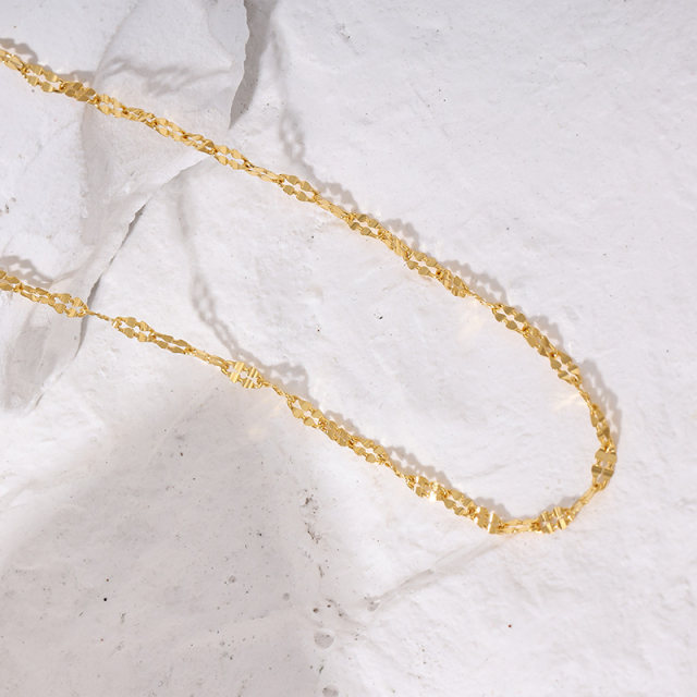 Laomiao Gold Pure Gold 999 Butterfly Chain Necklace Plain Chain Versatile Classic Commuting ...