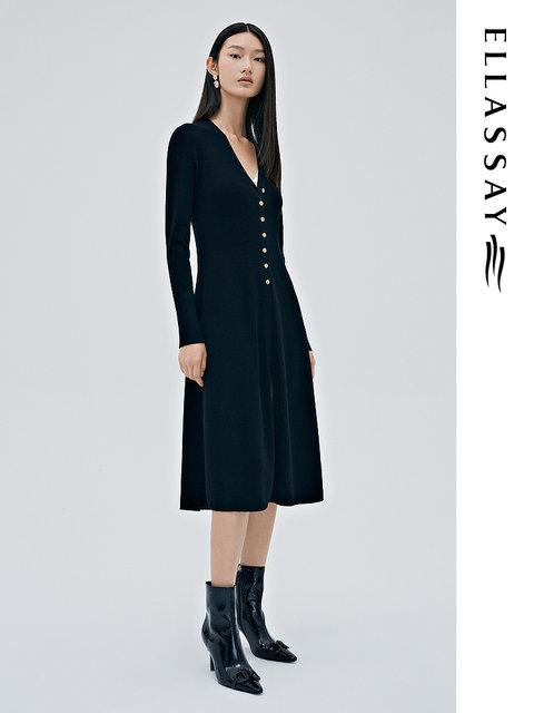 Ellassay Autumn and Winter New Exquisite Wool Splicing Faux Two-Piece ...