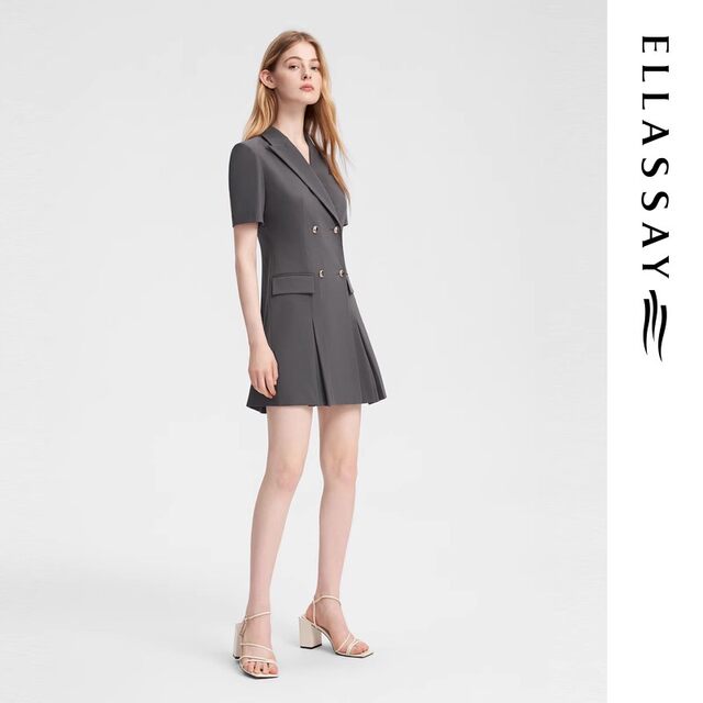 ELLASSAY autumn new gray wool commuter suit dress for women
