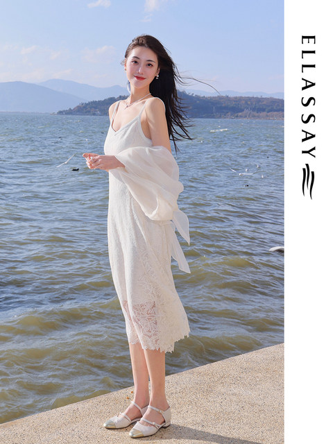 Ellassay Autumn and Winter New Style Light Chiffon Floral Lace Hollow ...