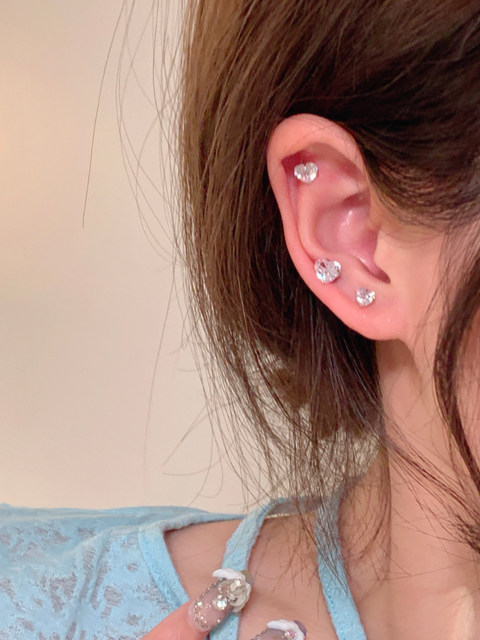 No need to take off the whole body S925 sterling silver ear piercing ...