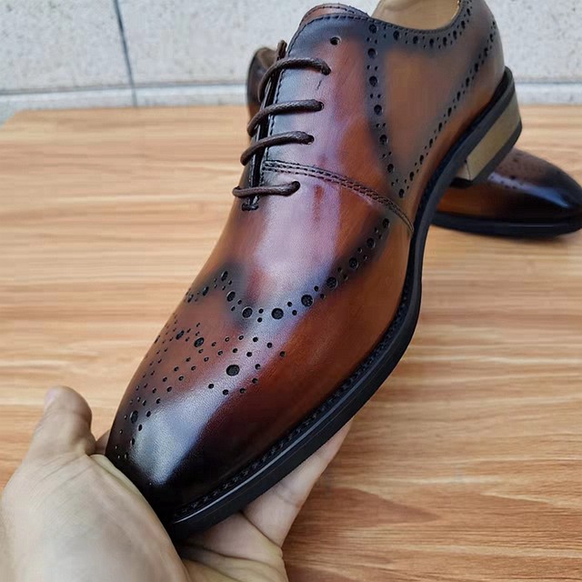 High-quality cowhide foreign trade shoes autumn breathable lace-up ...