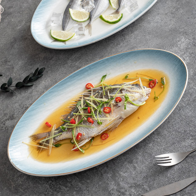 Fish dish household high -level sensor steamed fish plate Special fish ...