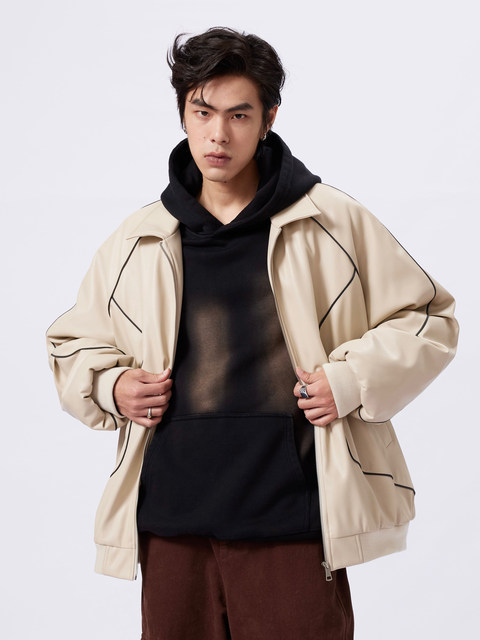 SONG41 is a retro contrasting color line jacket 2022 autumn new loose ...